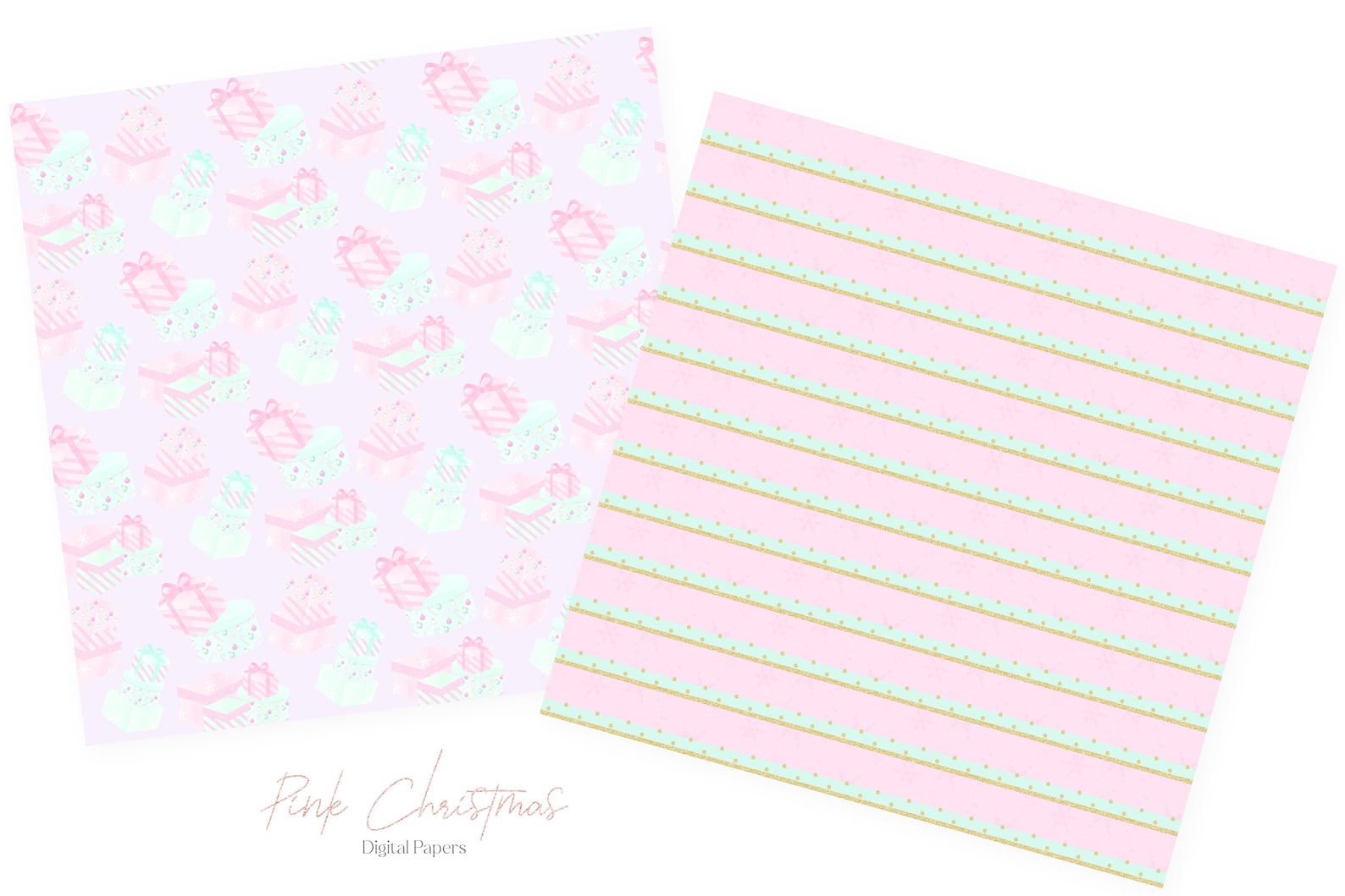 Pink Christmas Digital Papers Pastel Christmas Seamless - Etsy