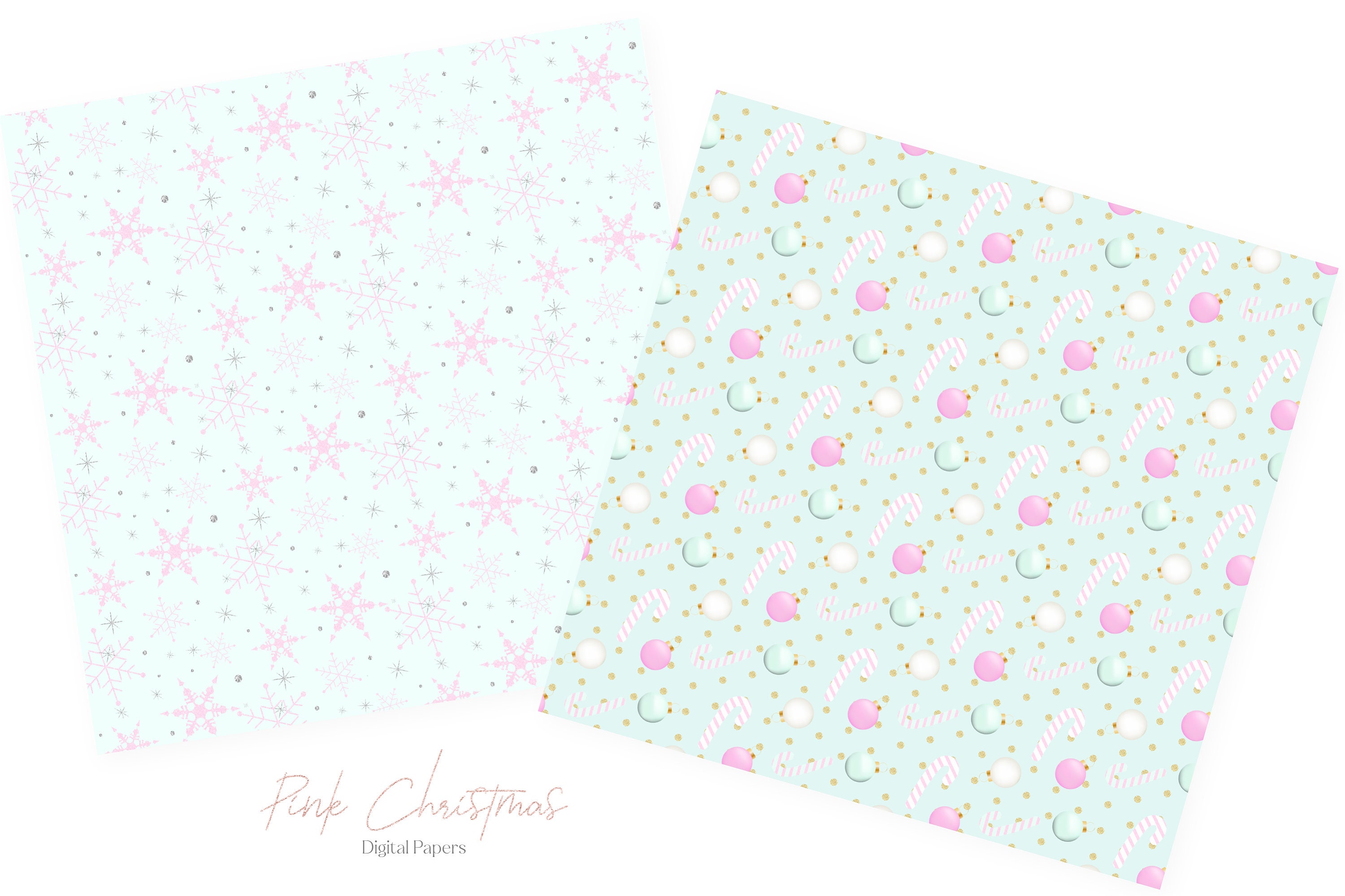 Pink Christmas Digital Papers Pastel Christmas Seamless - Etsy