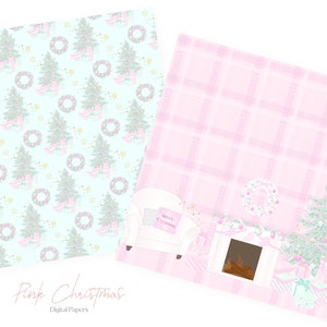 Pink Christmas Digital Papers, Pastel Christmas Seamless Pattern ...