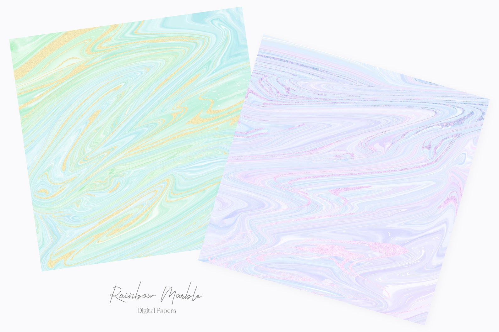 Rainbow Marble Digital Papers | Pastel Rainbow Swirl Marble Background ...