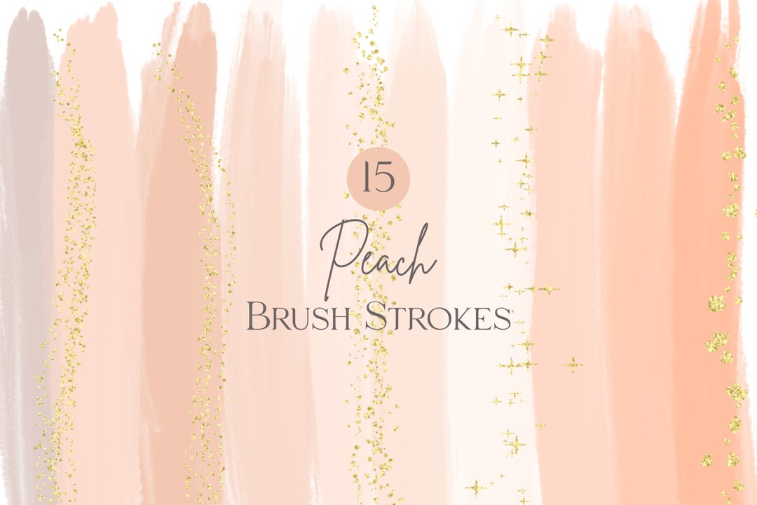Blush Pink Brush Stroke Clipart, Peach Pink and Gold Glitter Borders ...