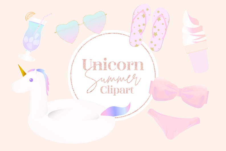 Pool Party Clipart PNG Unicorn Clipart Beach Clipart Summer - Etsy
