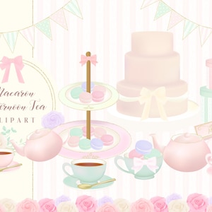 Macaron Afternoon Tea Party Clipart PNG, Sweets and Tea Illustrations ...