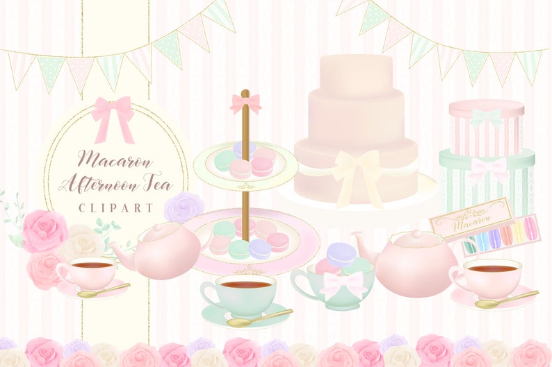 Macaron Afternoon Tea Party Clipart PNG, Sweets and Tea Illustrations ...