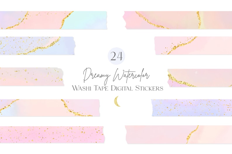 Digital Washi Tape Clipart Pastel Watercolor Washi Tape - Etsy
