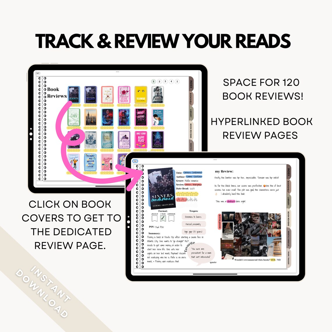 Digital Reading Journal, Digital Reading Planner, Reading Digital ...