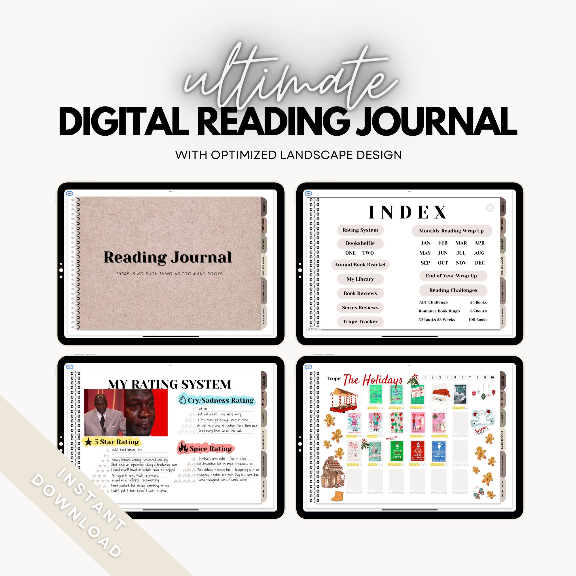 Digital Reading Journal, Digital Reading Planner, Reading Digital ...