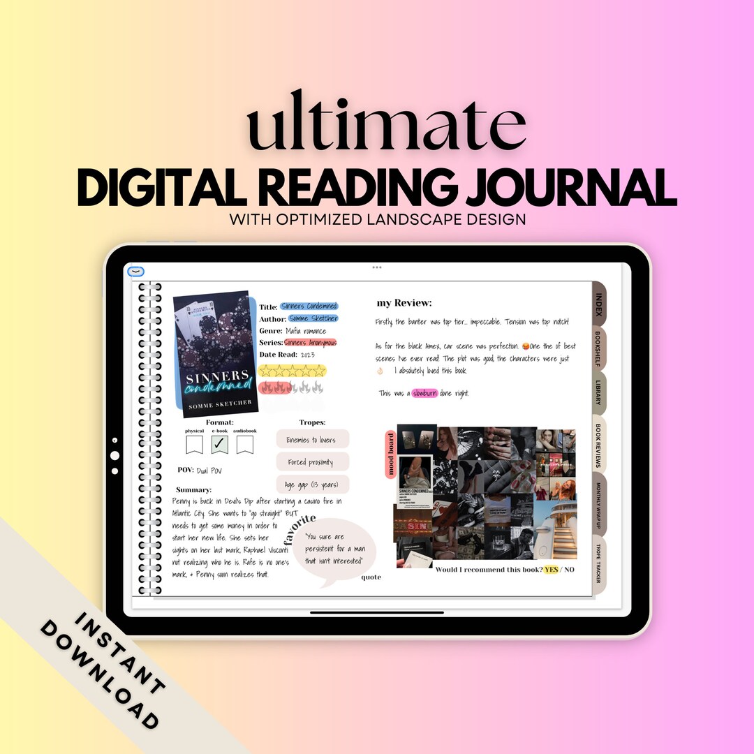 Digital Reading Journal, Digital Reading Planner, Reading Digital ...