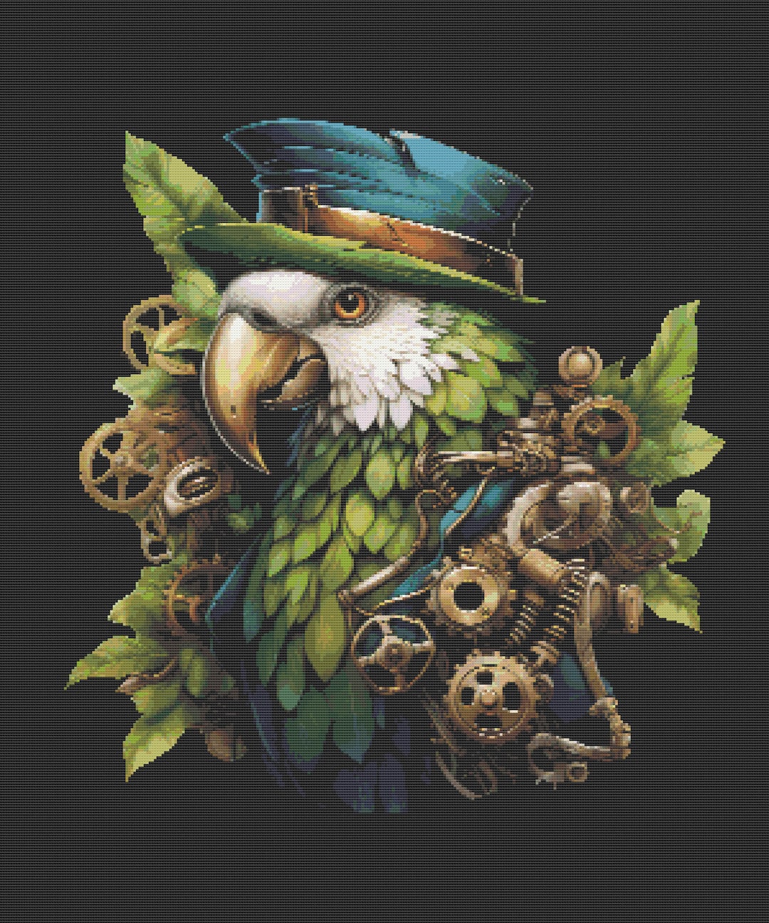 Steampunk Forest Parrot PDF Cross Stitch Chart - Etsy