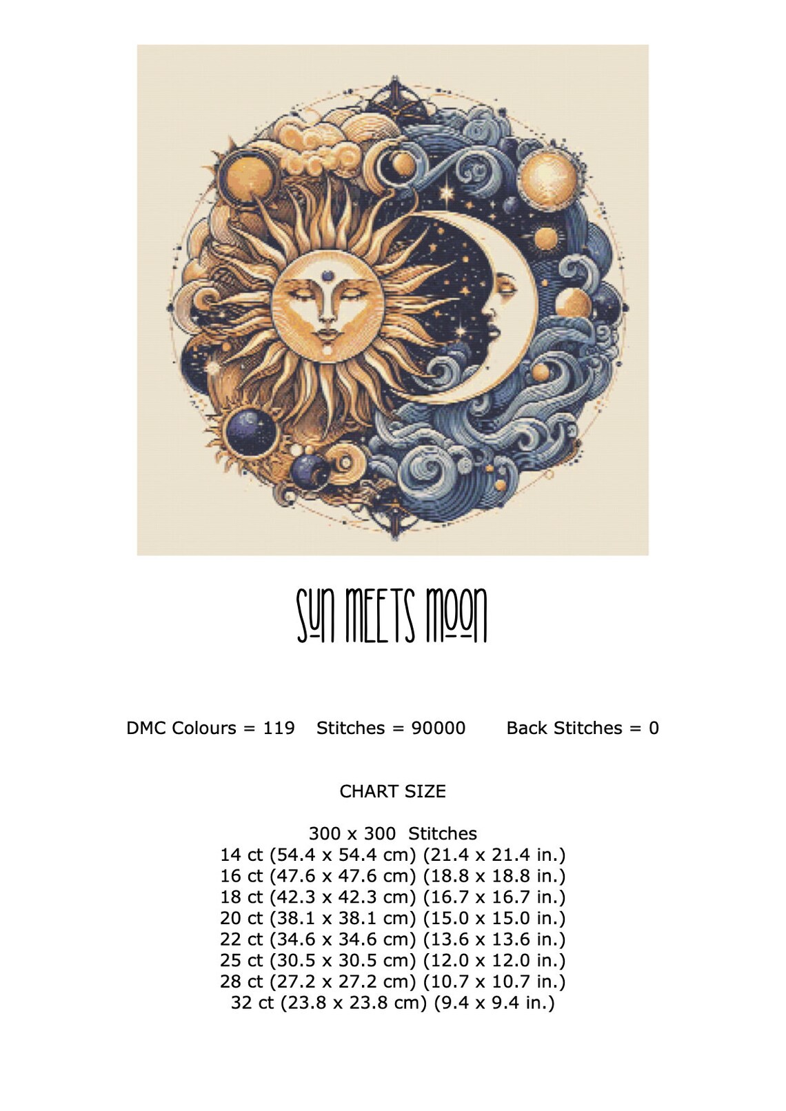Sun Meets Moon PDF Cross Stitch Pattern - Etsy