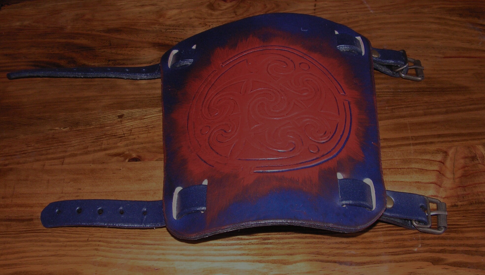 Handcrafted/handmade Dark Blue & Red Arm Bracer, LARP, Role Play, Etc ...