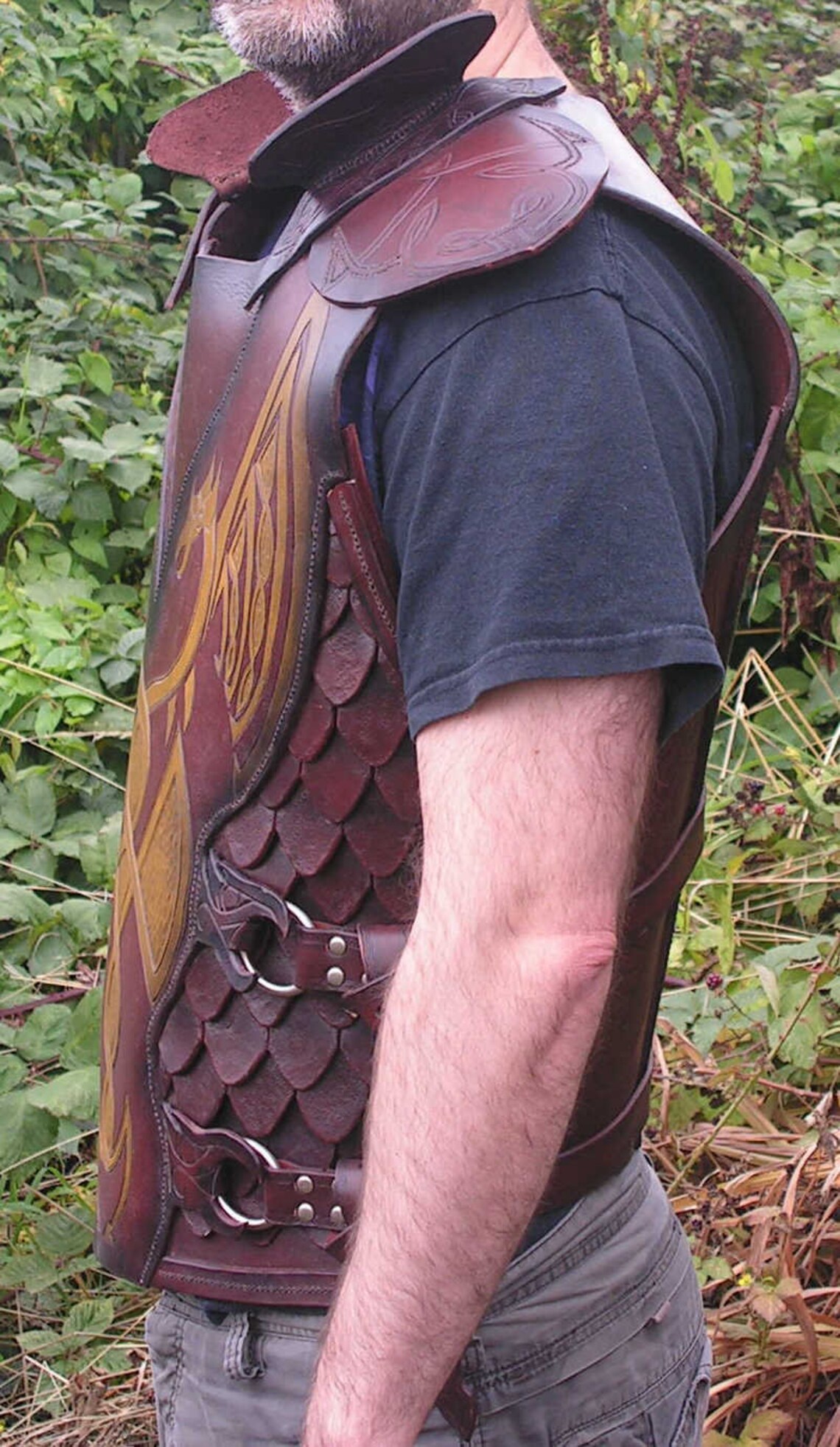 Handcrafted Leather Brown/red Breastplate Armour Dragon - Etsy