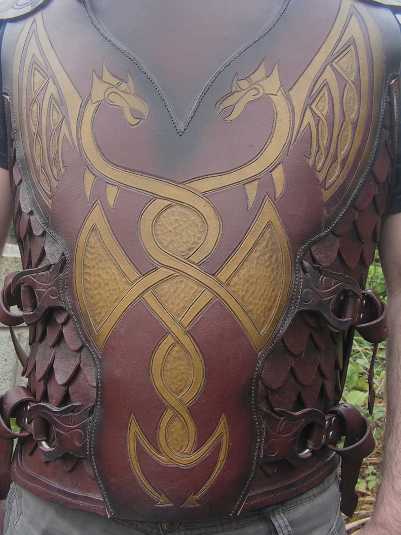 Handcrafted Leather Brown/red Breastplate Armour Dragon - Etsy
