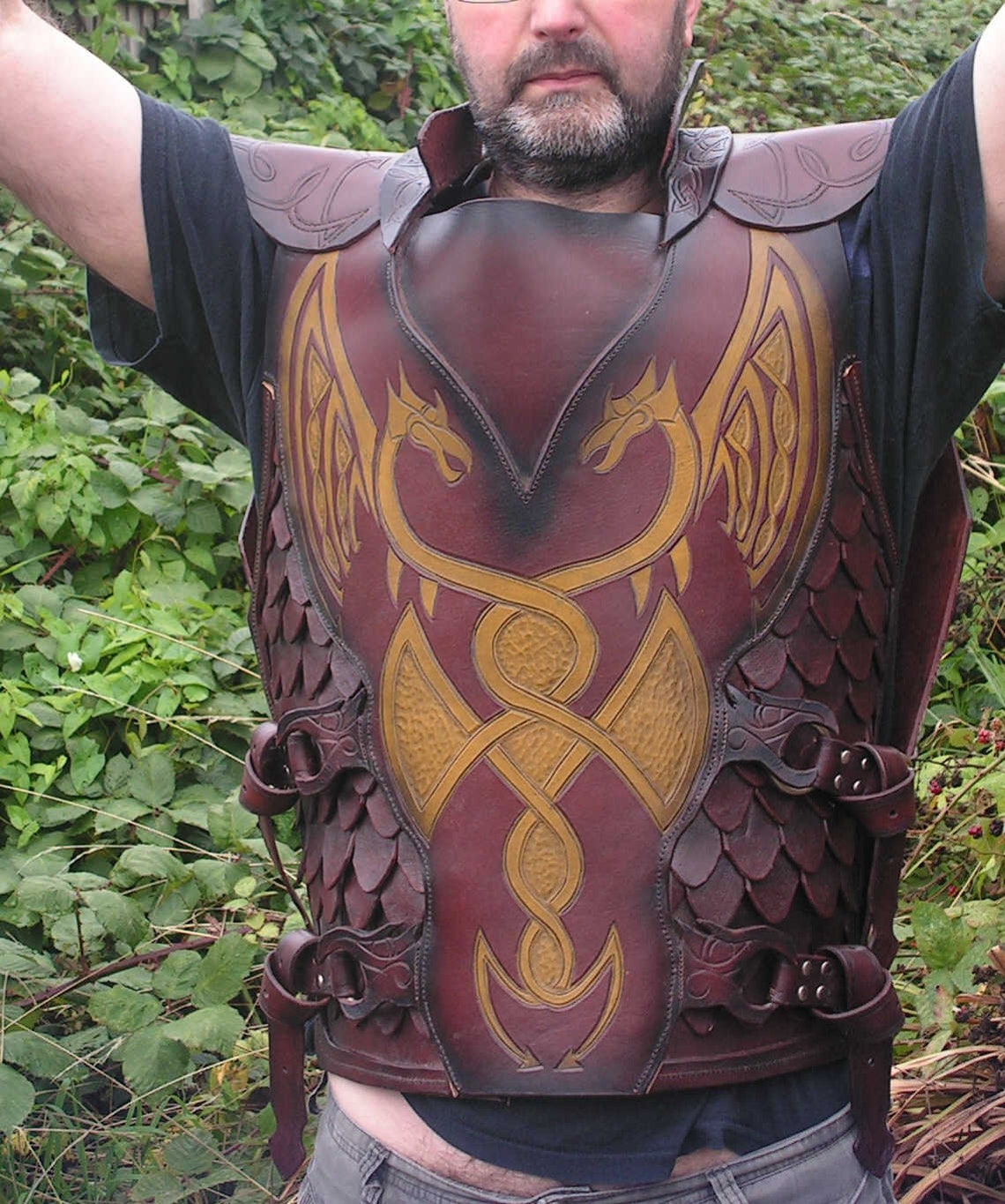Handcrafted Leather Brown/red Breastplate Armour Dragon - Etsy