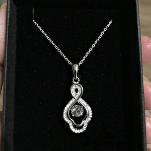 Dancing Diamond Necklace, Sterling Silver, CZ, Infinity Symbol Pendant ...