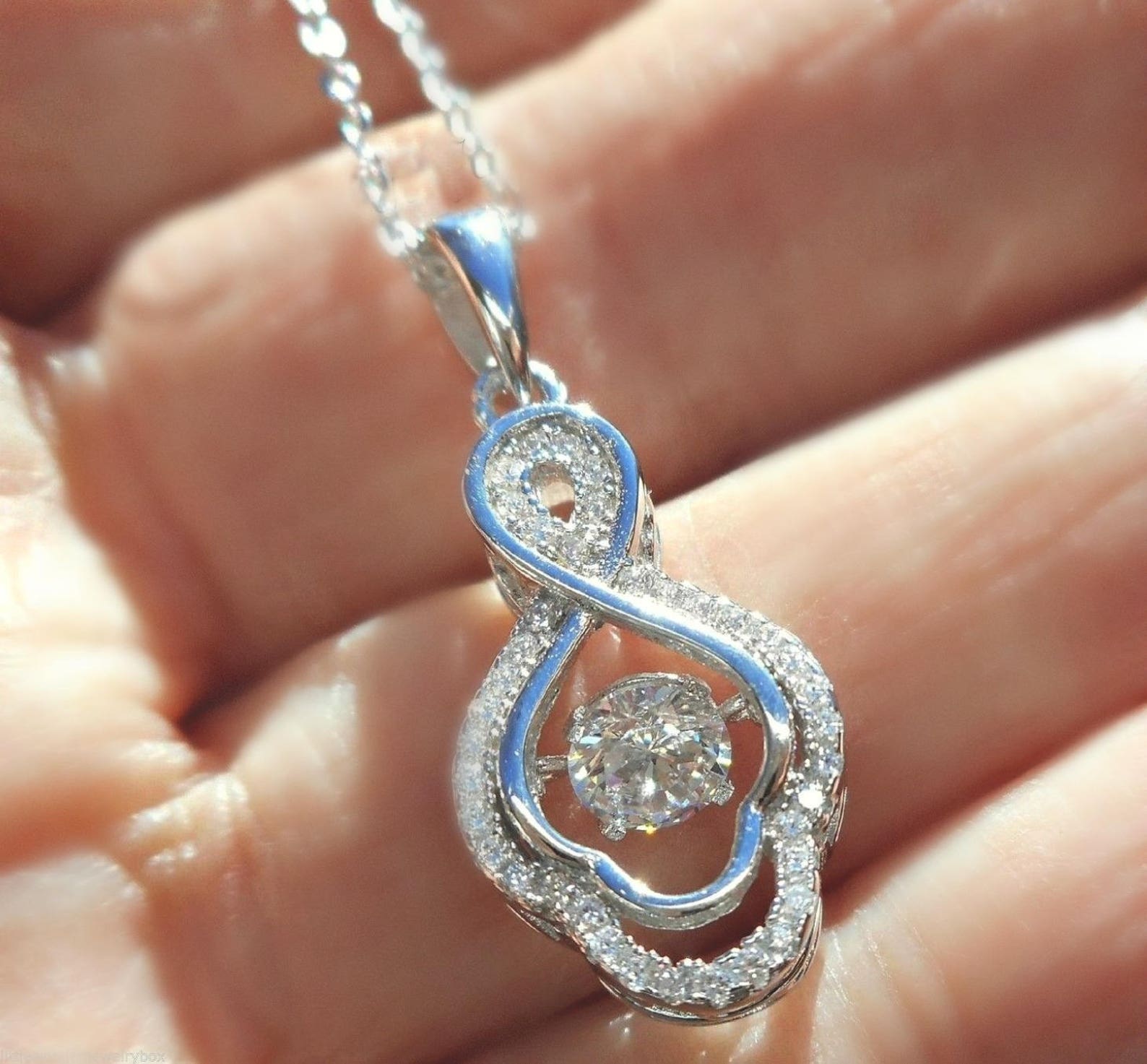 Dancing Diamond Necklace Sterling Silver CZ Infinity Symbol - Etsy