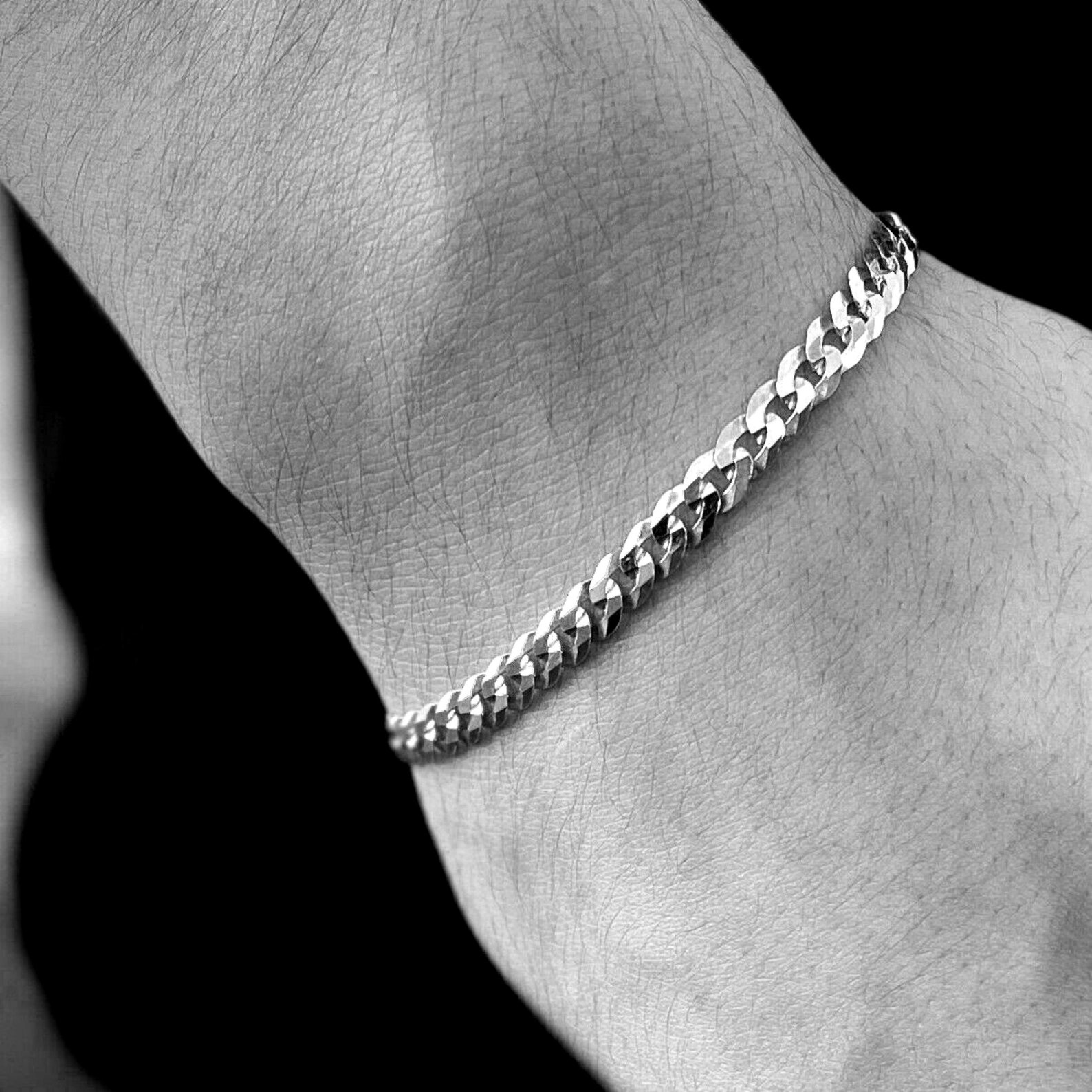 9 Solid Italian 925 Sterling Silver 7mm Medium Wide Curb | Etsy