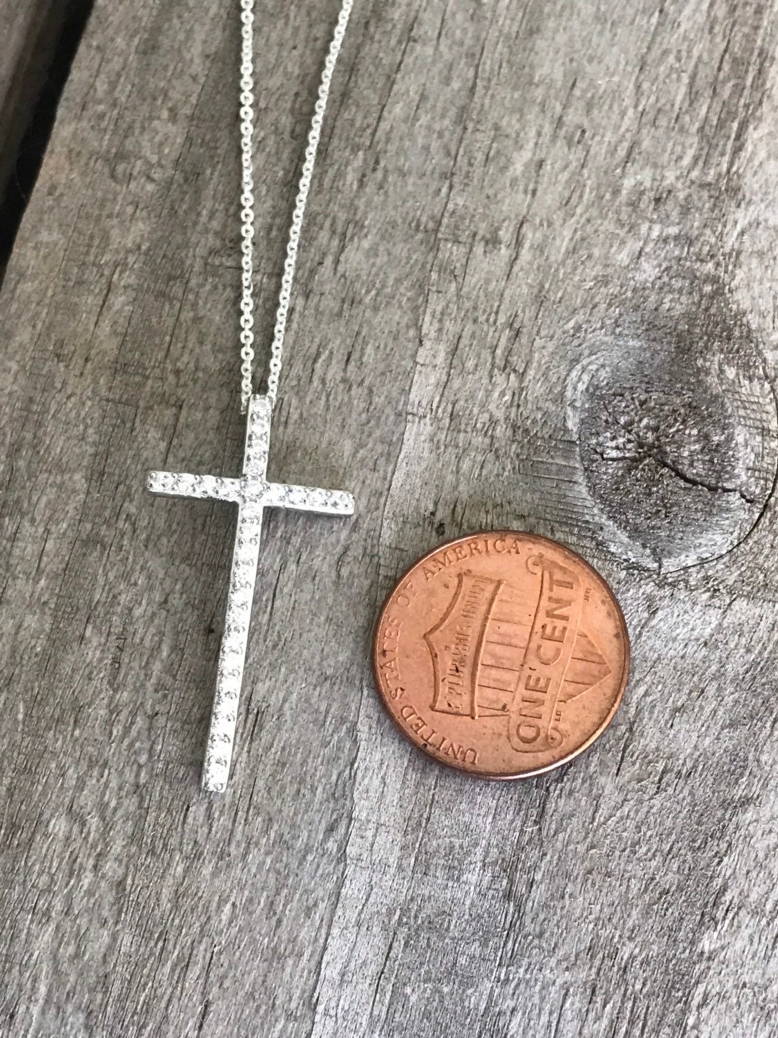 Sterling Silver Simulated Diamond Cross Pendant Necklace, Religious ...