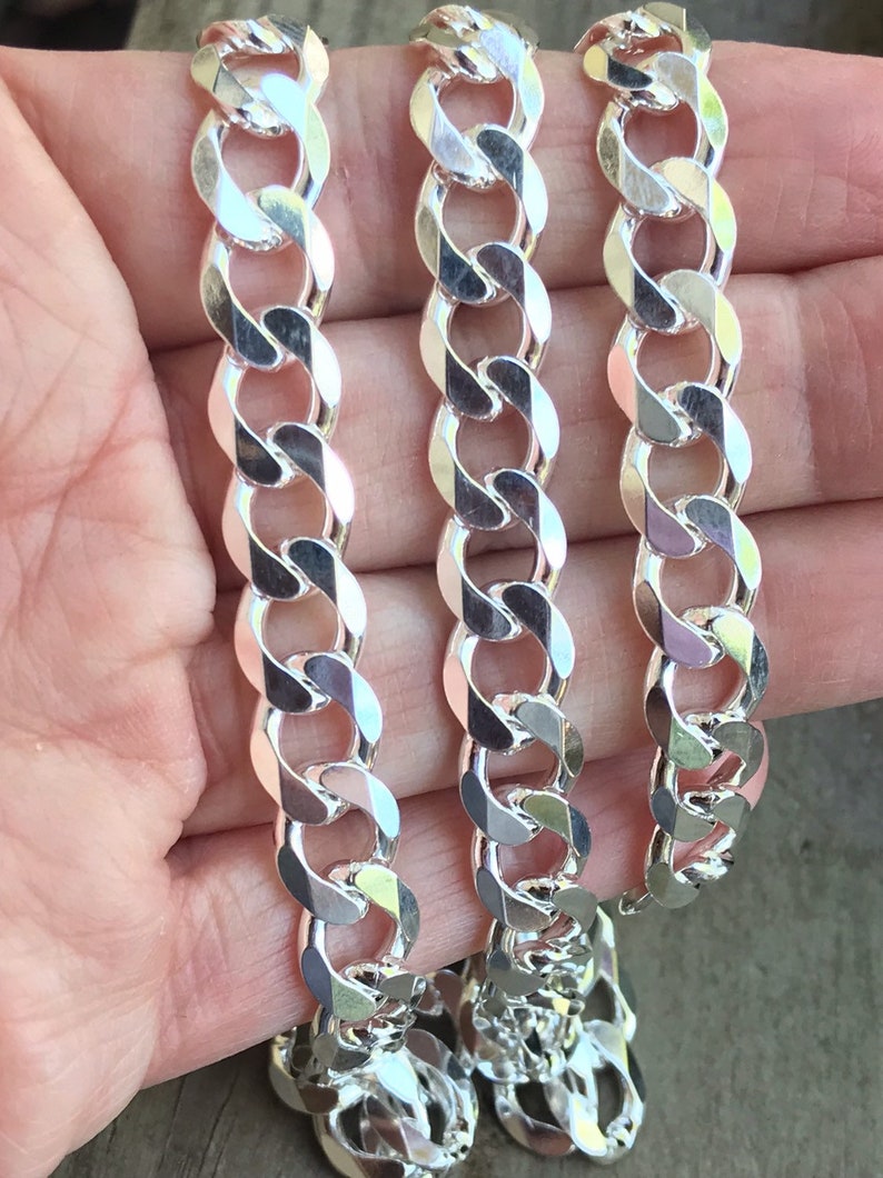 925 Sterling Silver 10mm Wide Chain Necklace 20 | Etsy