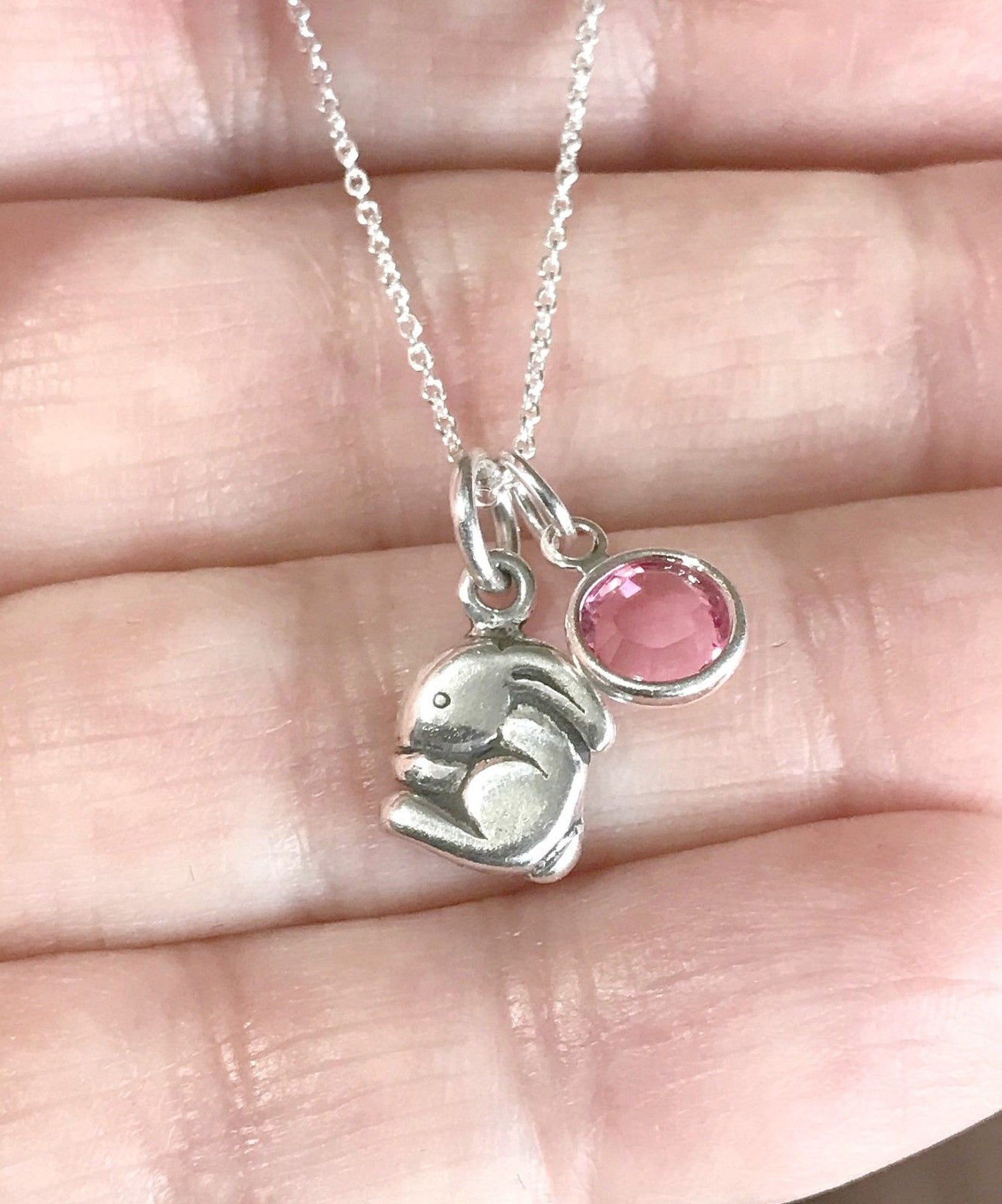 925 Sterling Silver Bunny Necklace Swarovski Crystal - Etsy