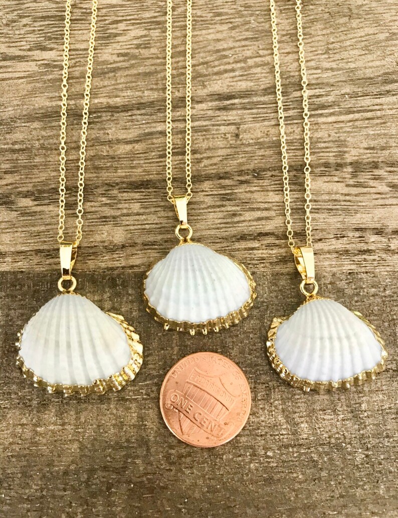 White Gold Dipped Sea Shell Necklace Gold Plated Shell - Etsy