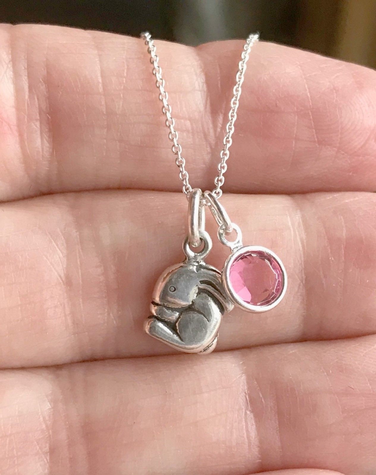 925 Sterling Silver Bunny Necklace Swarovski Crystal - Etsy