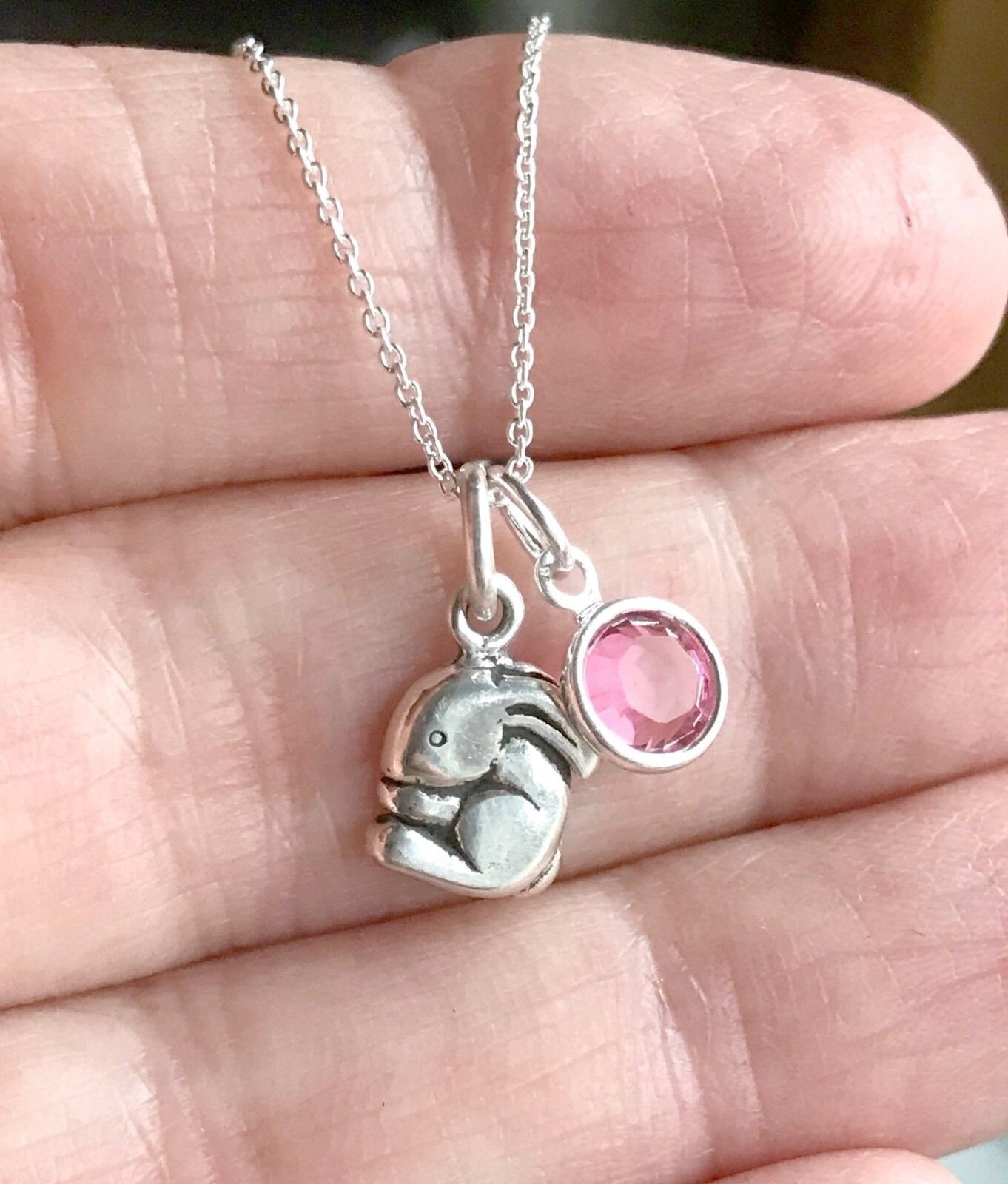 925 Sterling Silver Bunny Necklace Swarovski Crystal - Etsy