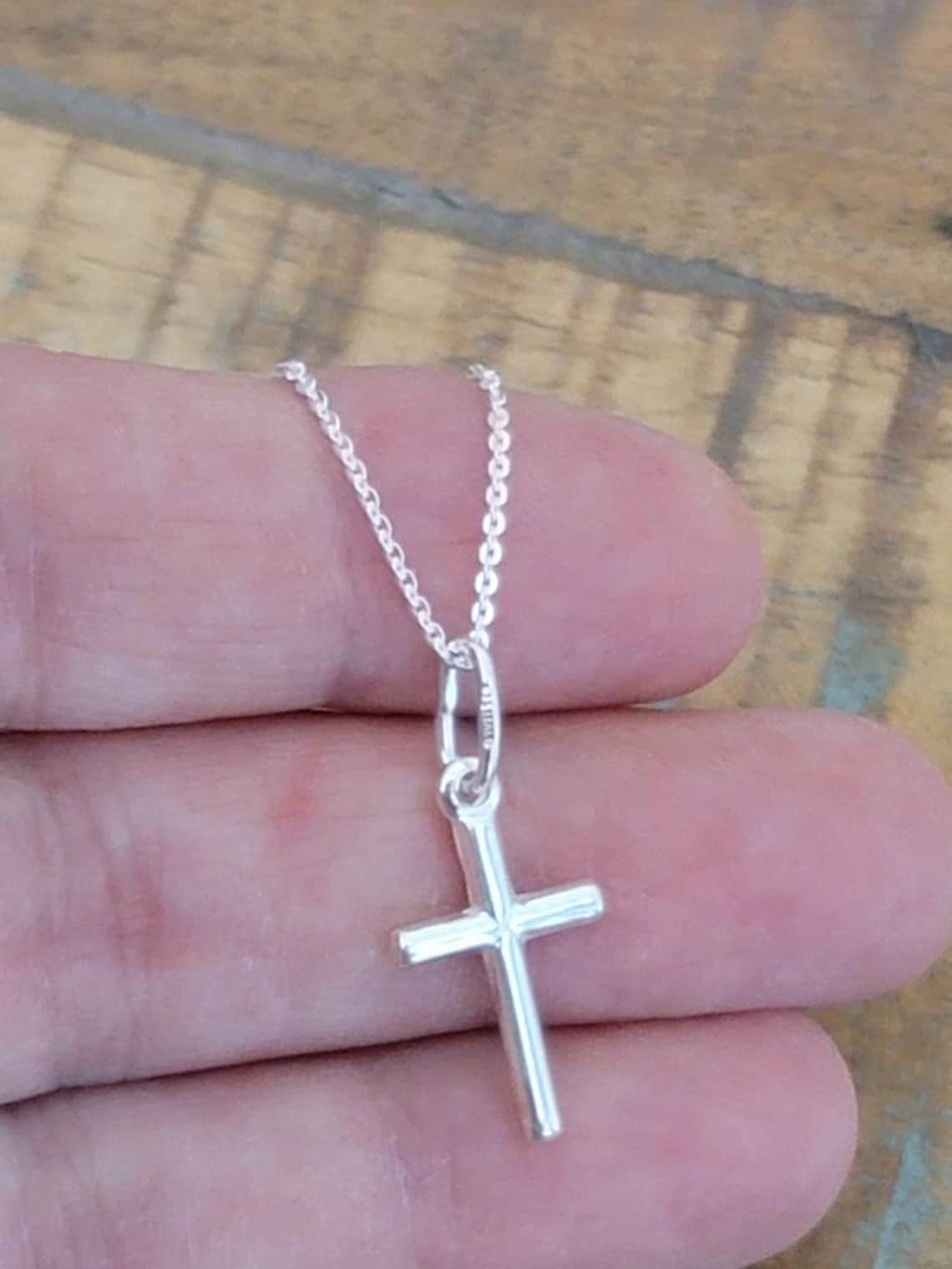 Little Cross Necklace Sterling Silver Simple Cross With - Etsy