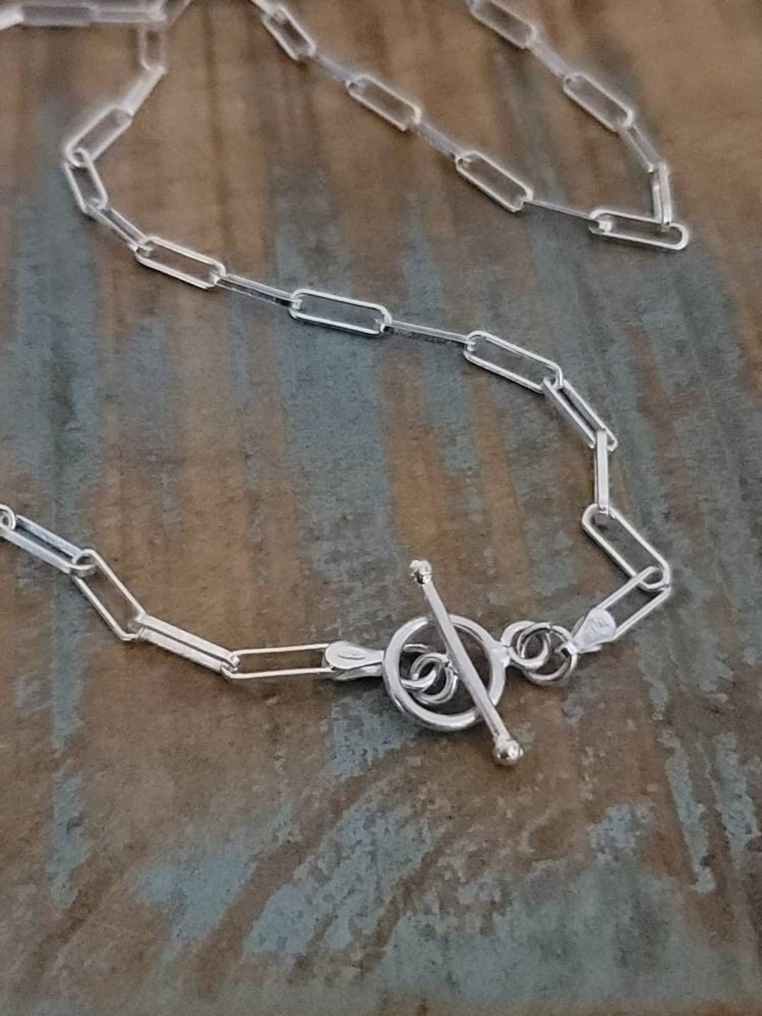 Toggle Necklace, Sterling Silver Paper Clip Necklace, Choker Necklace ...