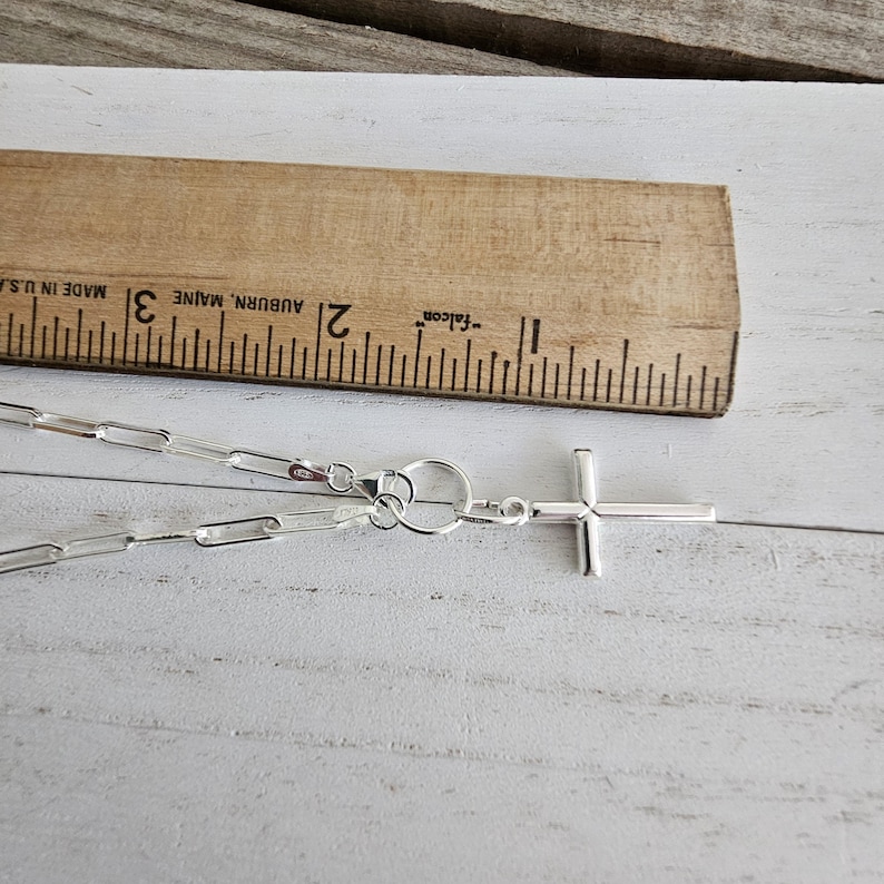 Sterling Silver Paperclip Chain Cross Necklace - Etsy