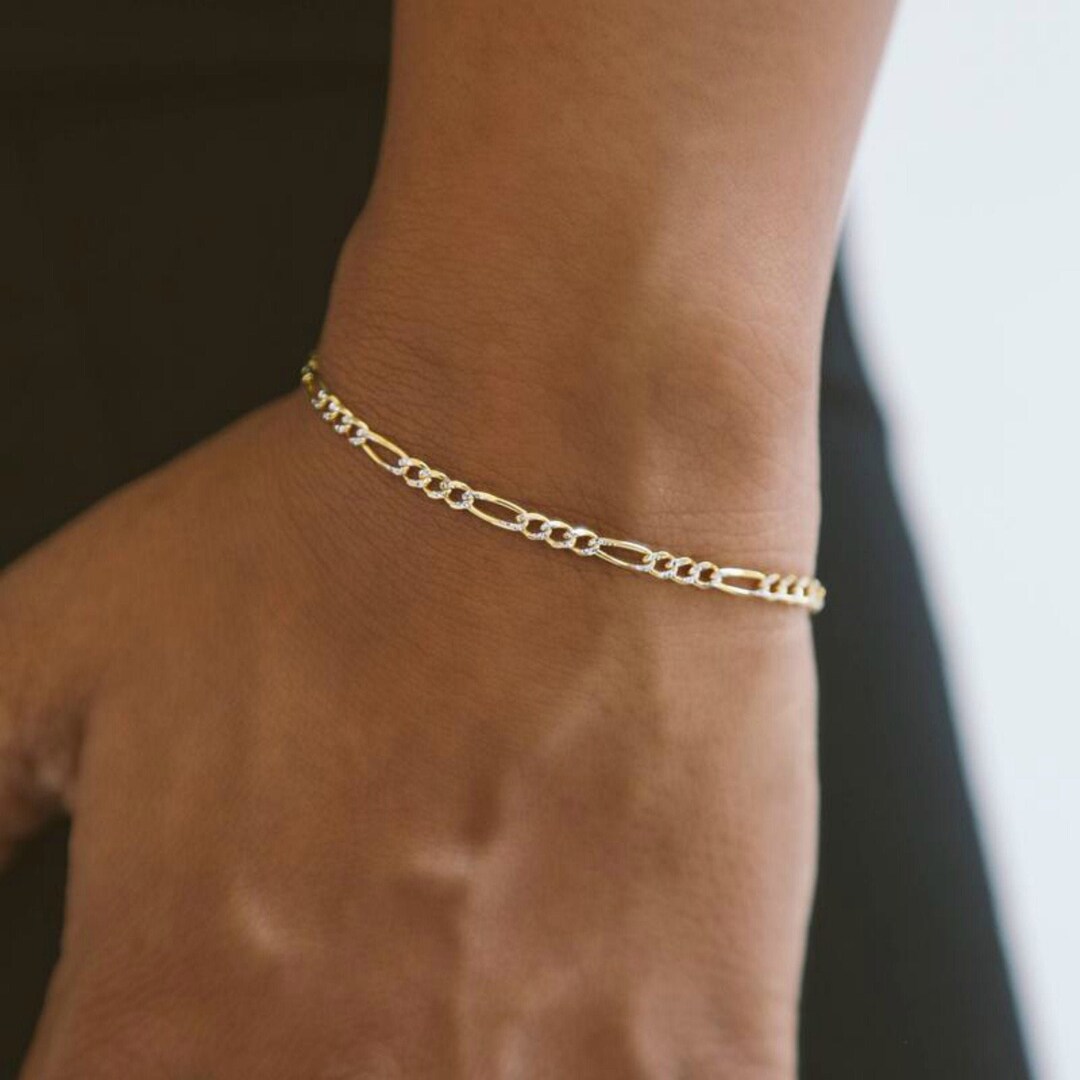 7 Solid Italian 925 Sterling Silver 4mm Medium Wide Figaro Link Chain ...