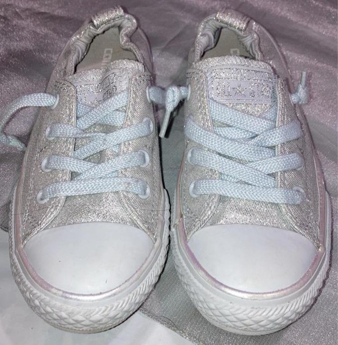 Converse ALL STAR Silver Metallic Gray Junior Size 2 - Etsy