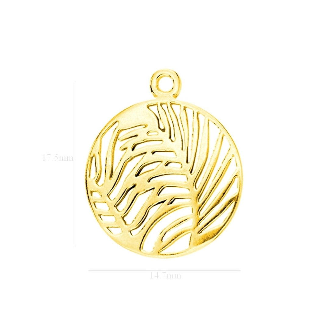 24k Gold Vermeil Filigree Circle Charm Pendant Sterling Silver - Etsy