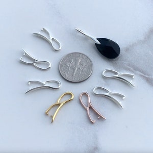 Sterling Silver, Gold, Rose Gold Pinch Bail Pendant Bail, Necklace Bail ...
