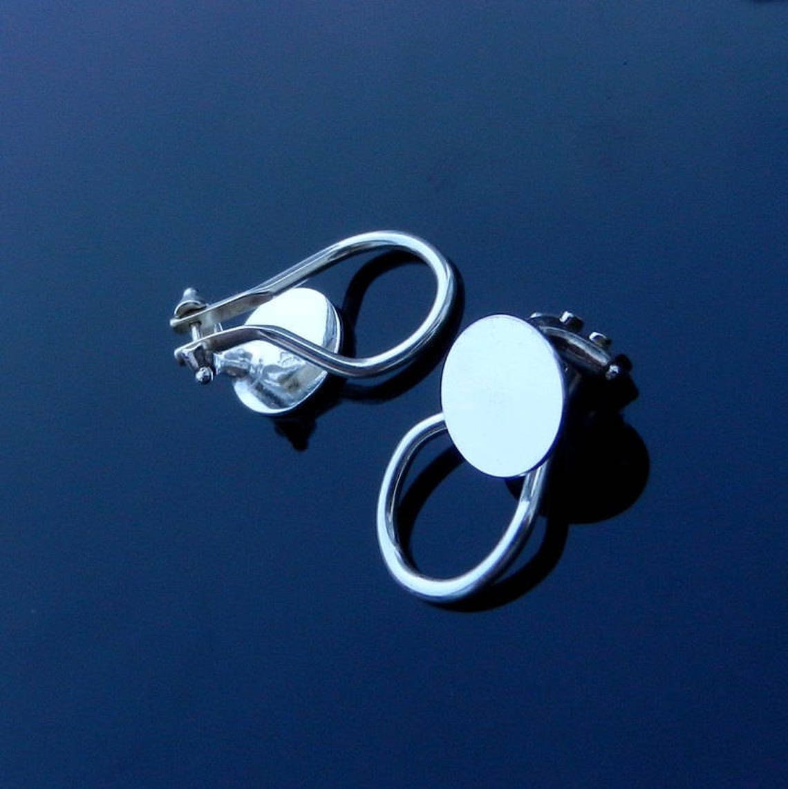 Sterling Silver Ear Clip on Earrings With Pad 8mm for Flat Stones - Etsy