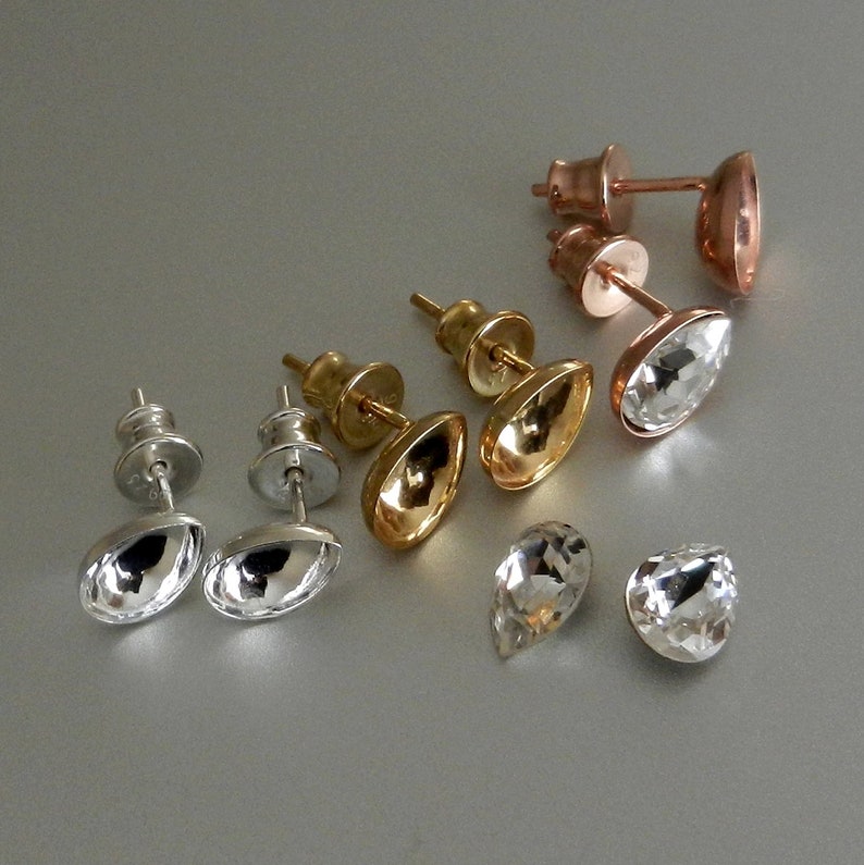 Sterling Silver Ear Posts With Ear Nuts Earrings for Crystals | Etsy