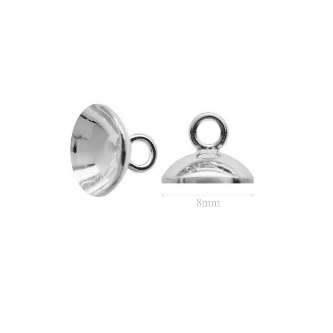 2pcs Sterling Silver Bead Cup for Pearls and Beads 8mm Beads Ring ...