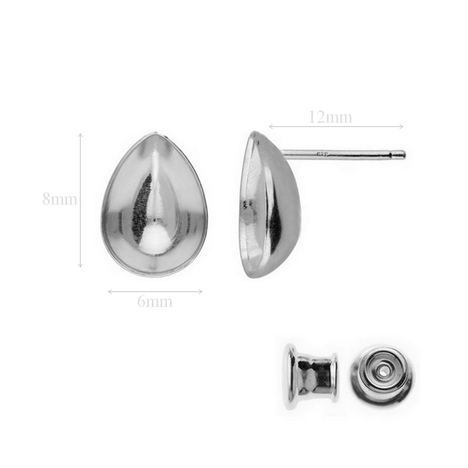 Sterling Silver Ear Posts With Ear Nuts Earrings for Crystals - Etsy