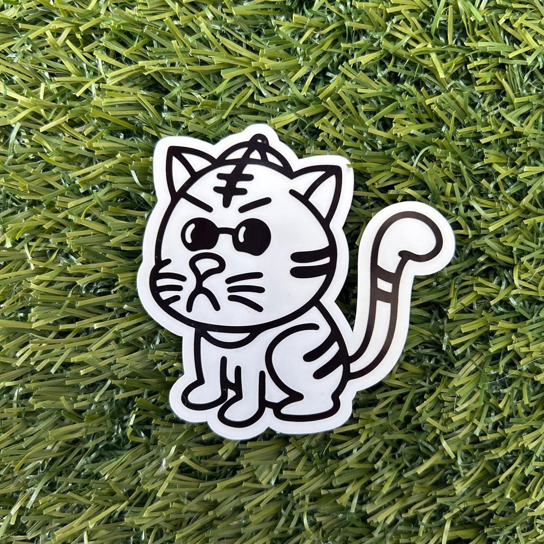 Grumpy Cat in Gua Pi Mao Line Art Graphic Sticker - Etsy