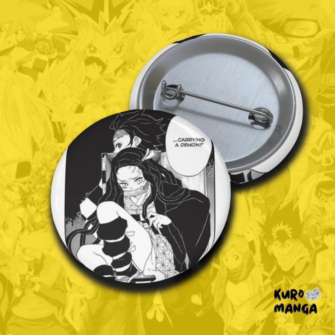 Demon Slayer Nezuko and Tanjiro Manga Pin Custom Anime Pin Button ...