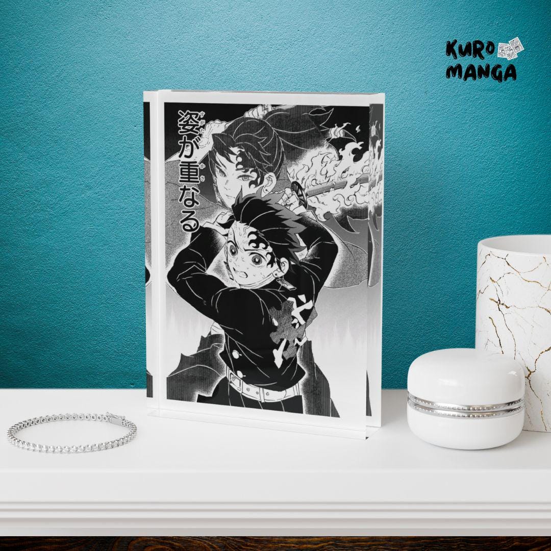 Demon Slayer Custom Acrylic Block | Tanjiro Japanese | Vertical Display ...