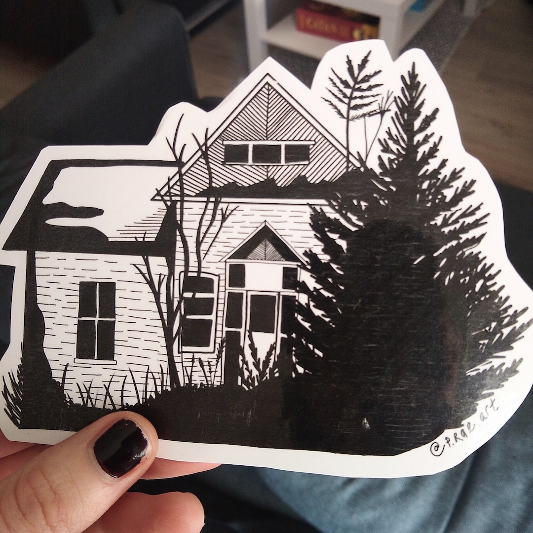 Haunted House Sticker - Etsy