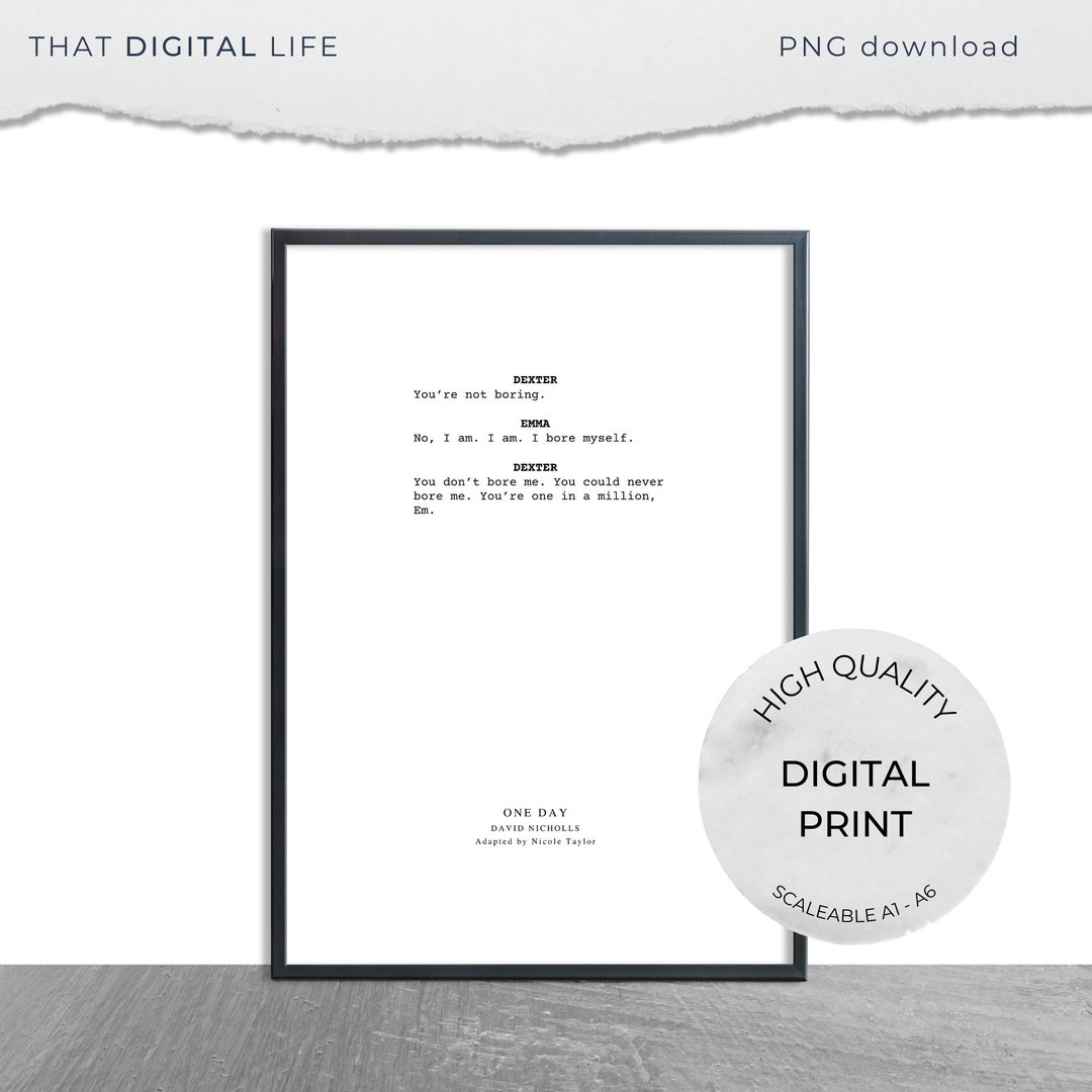 Script Art, Emma and Dexter, One in a Million, Gifts for Her, Digital ...