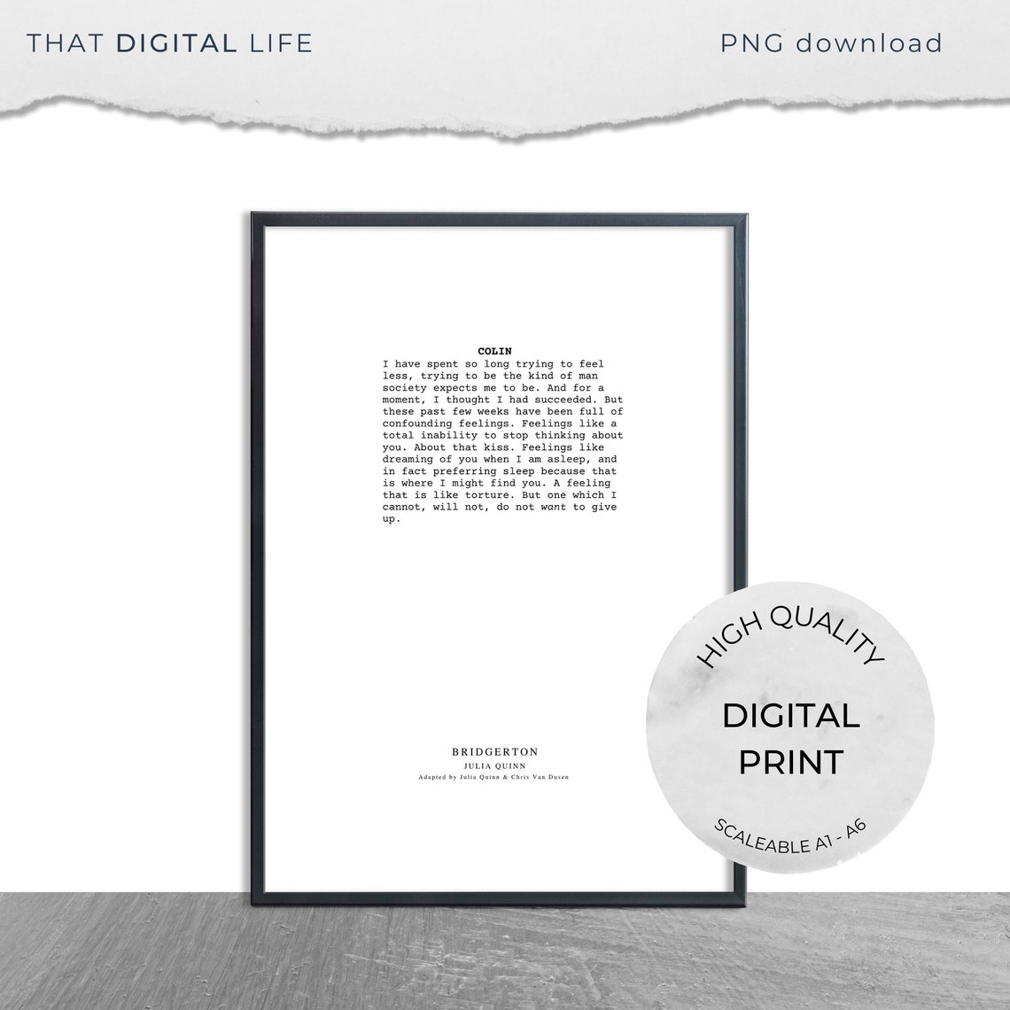 Script Art, Colin and Penelope, Carriage Scene, Gifts for Her, Digital ...