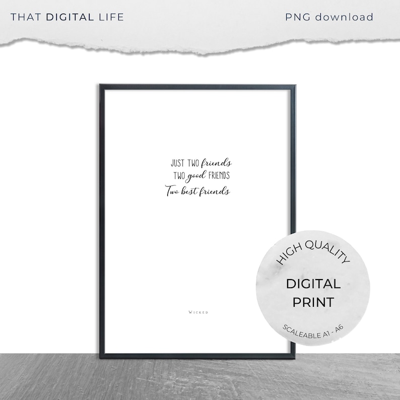 Wicked, Musical Theatre Quote, Printable Art, Elphaba, Glinda, West End ...