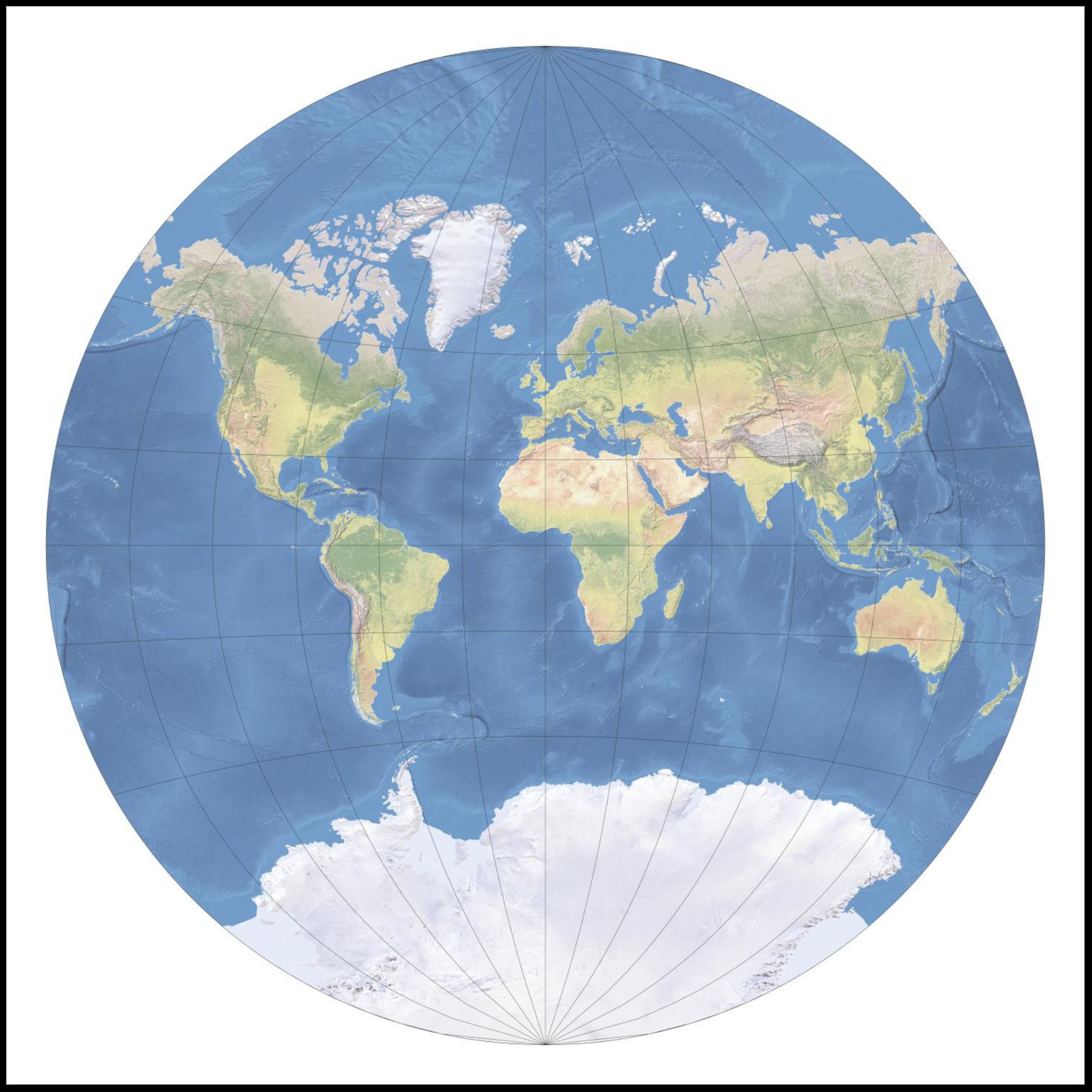 Cartel del mapamundi Una tierra circular Proyección Van | Etsy