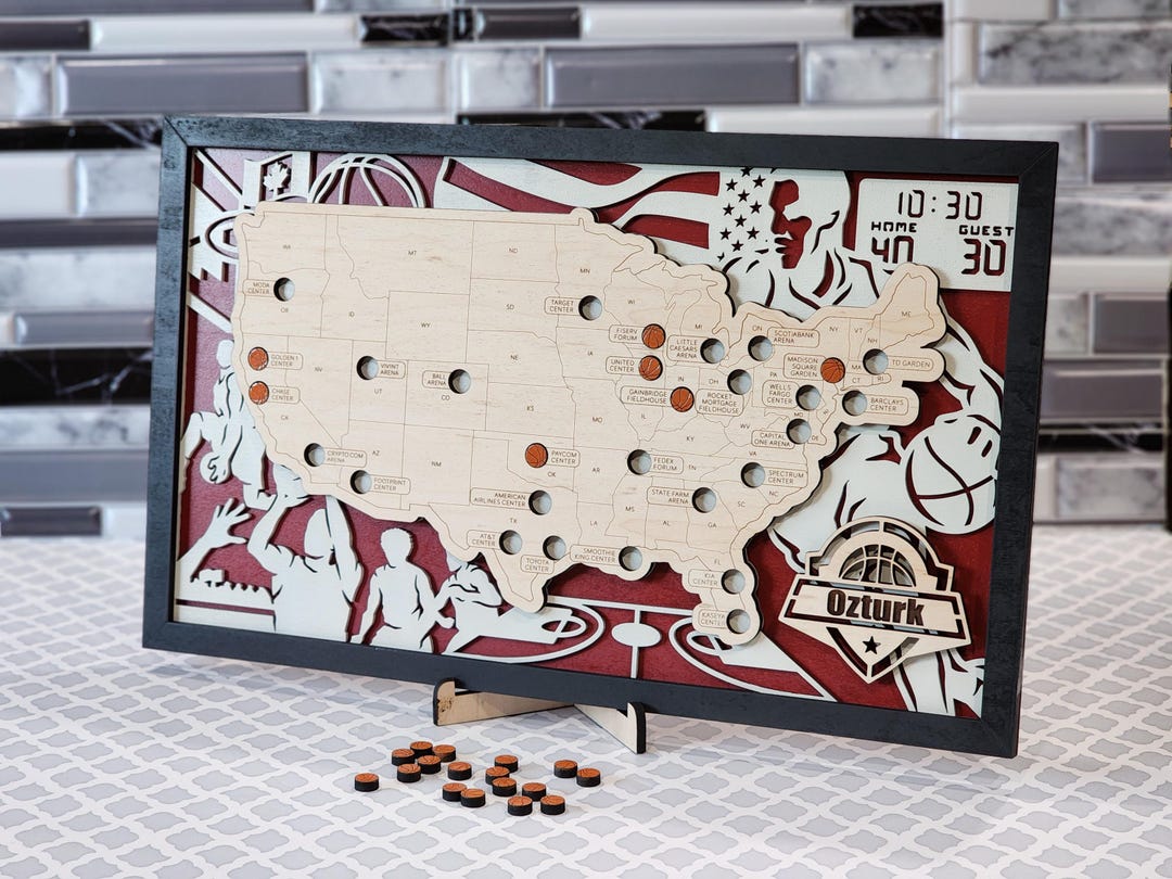 Custom Basketball Stadium Map, NBA Stadium Map, Pro Basketball Stadium ...