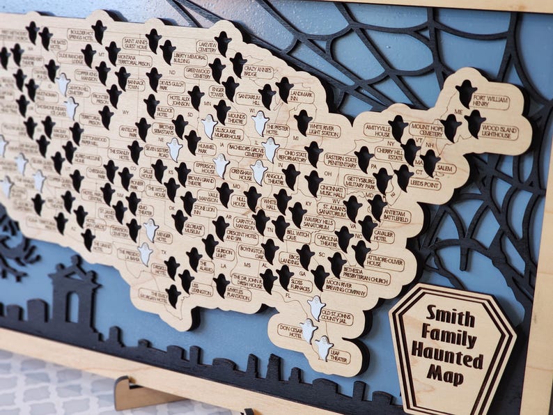 Haunted Locations Map: Gothic Halloween Decor, Wall Art Display - Etsy