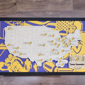 Custom Football Stadium Map, NFL Stadium Map, Pro Football Stadium ...