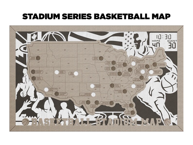 Custom Basketball Stadium Tracker Map, NBA Gift - Etsy